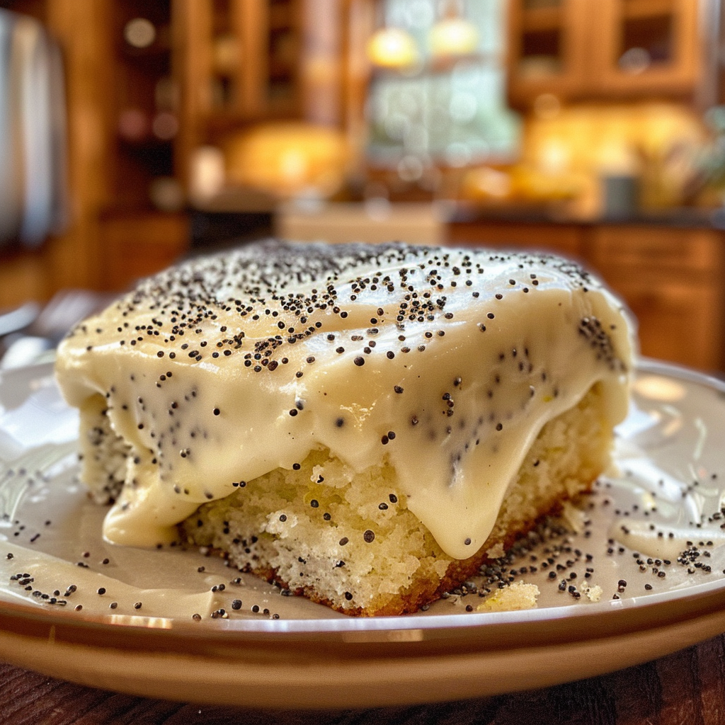 Moist Lemon Poppy Seed Cake with Creamy Frosting